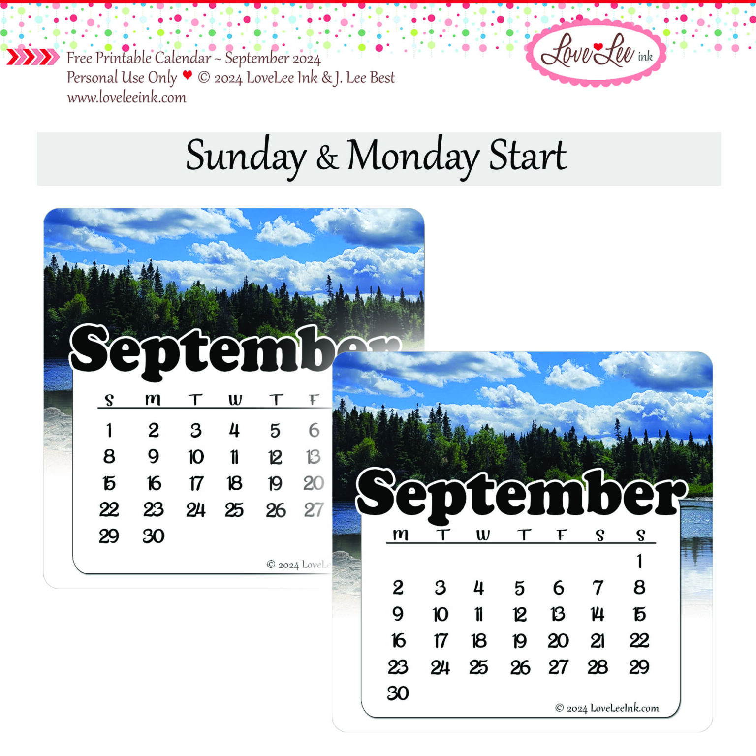 Free Printable Calendar ~ September 2024 ~ Castles in the Sky ~ LoveLee Ink