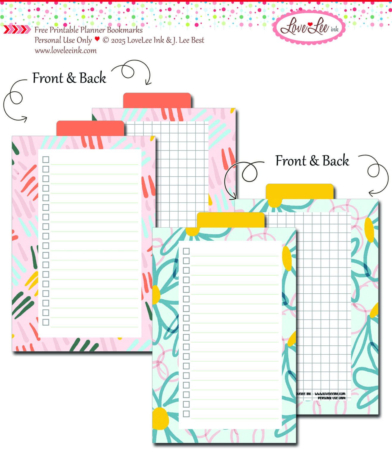 Free Printable Planner Bookmarks ~ LoveLee Ink